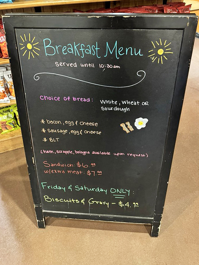 That breakfast menu board promises morning happiness &ndash; and actually delivers on every delicious, handwritten promise.