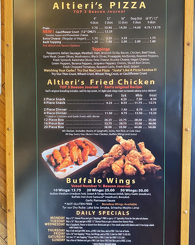 This menu isn't just a list of options&mdash;it's a roadmap to happiness with "Top 3" bragging rights proudly displayed.