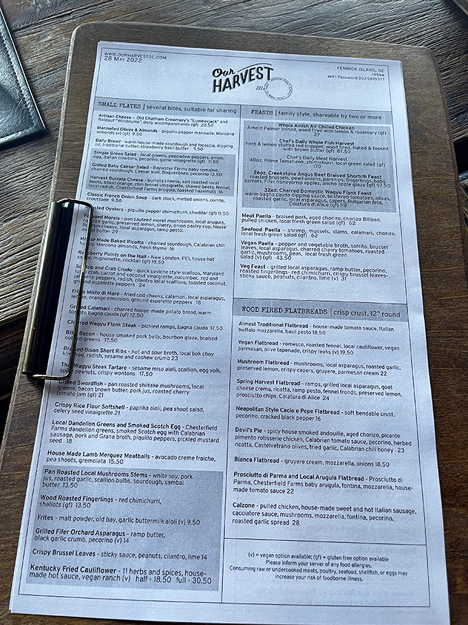 A menu that reads like a love letter to local ingredients. Each description promises a culinary adventure without a passport required.