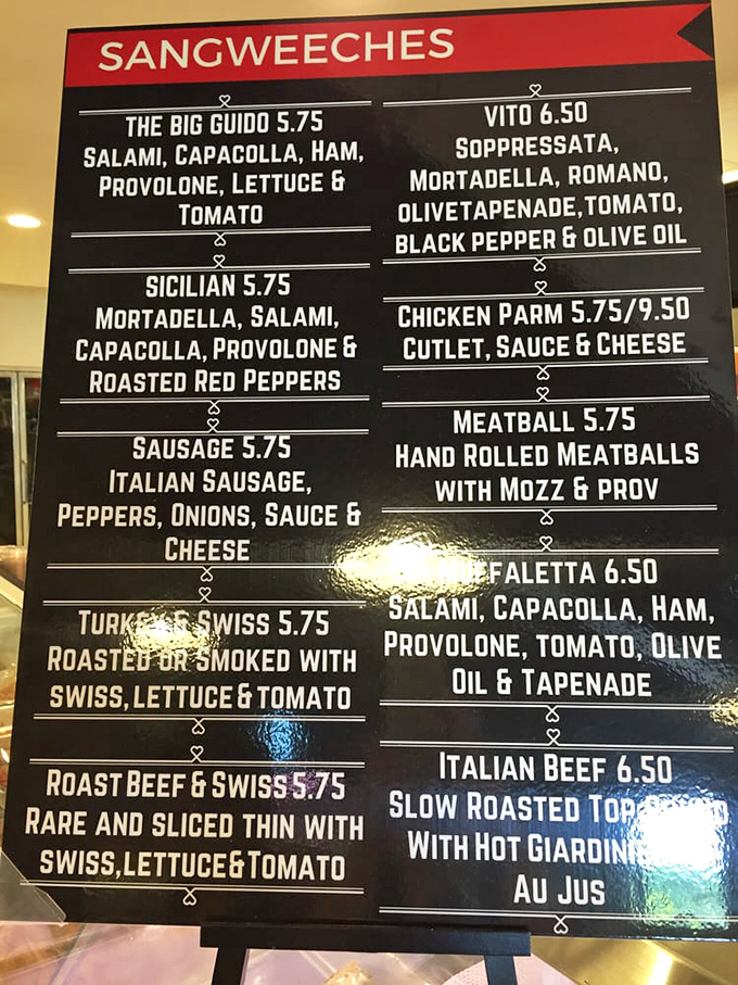The menu board reads like a love letter to Italian sandwiches. Decision paralysis has never been so delicious.
