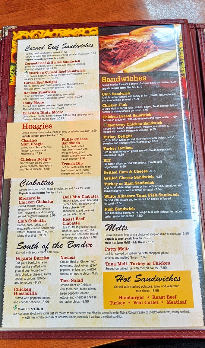 The menu reads like a love letter to deli classics, with corned beef taking center stage in multiple starring roles. Decision paralysis never tasted so good.