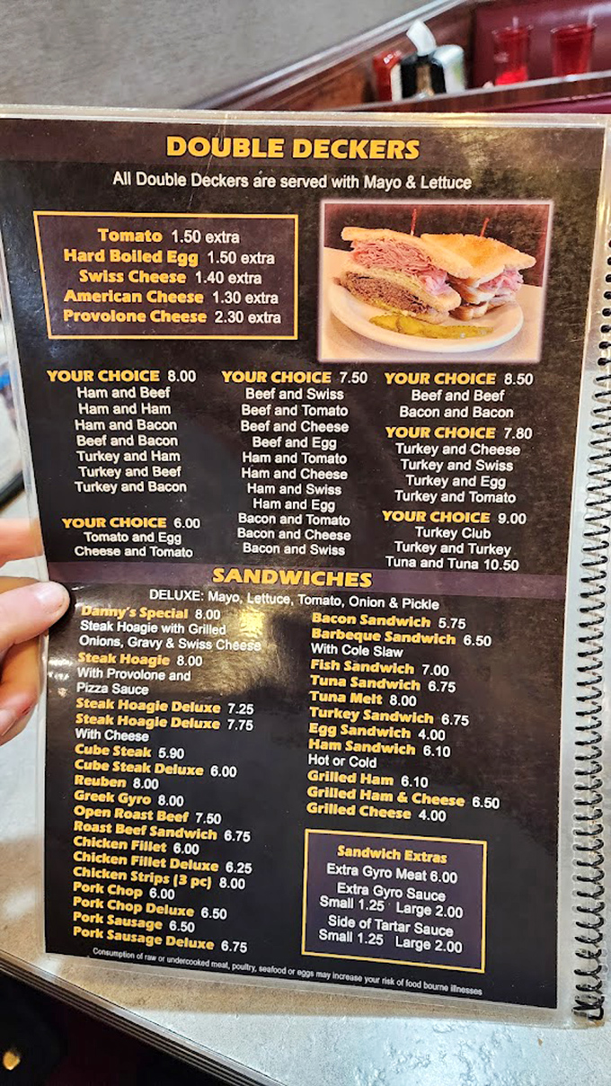 The menu board reads like a love letter to comfort food enthusiasts. Double deckers and Denny's Special? Decision paralysis has never been so delicious.