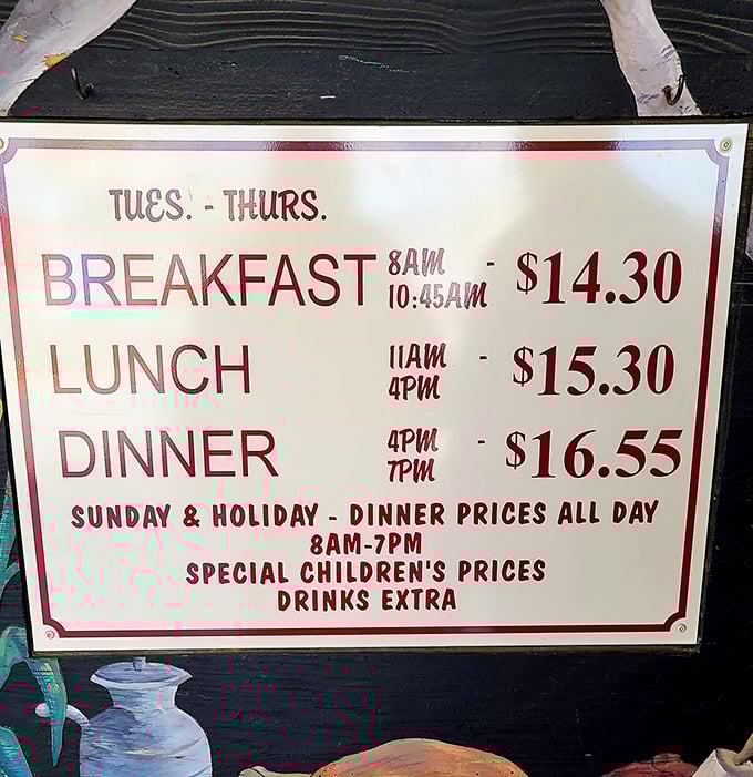 The menu board tells the whole story&mdash;breakfast, lunch, dinner, all you can eat. It's like a mathematical equation where the answer is always "satisfied."