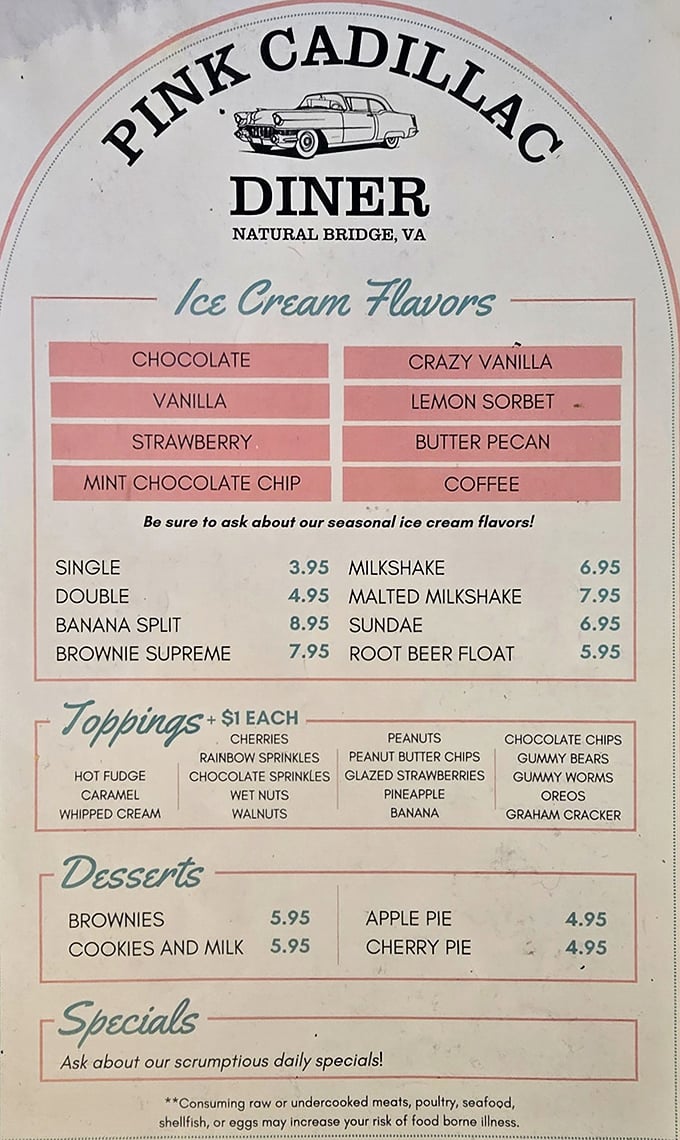 The ice cream menu reads like a love letter to frozen dairy perfection. "Crazy Vanilla" isn't just a flavor&mdash;it's a philosophy.