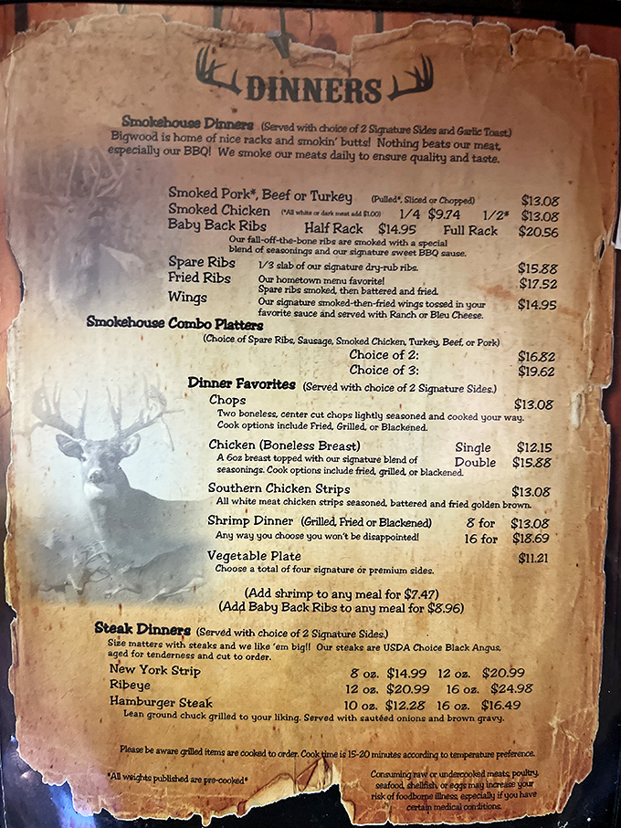 A menu that doesn't need fancy fonts or pretentious descriptions. Just honest declarations of smoky intentions that will make your stomach growl in anticipation.