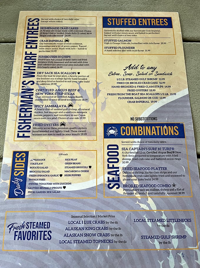 This menu isn't just a list&mdash;it's a treasure map where X marks the spot for your next food coma. The "no substitutions" warning? That's confidence, not stubbornness.