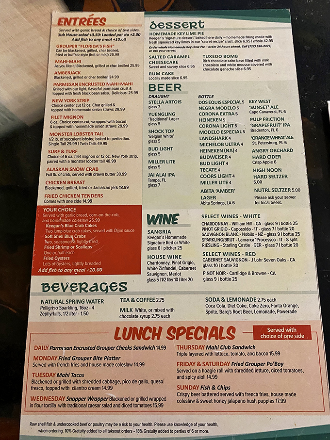 This menu isn't just a list&mdash;it's a maritime treasure map. X marks the spot at "Monster Lobster Tail" and "Your Choice" where lobster roll dreams come true.