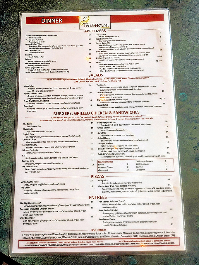 A menu that reads like a love letter to comfort food. The real struggle? Choosing just one thing when everything calls your name.