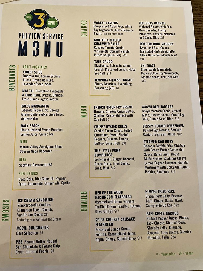 This menu isn't playing games, even though the venue certainly is. Global flavors meet playful presentations in dishes that deserve your full attention.