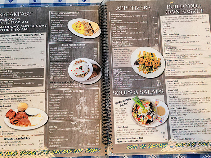 This isn't just a menu&mdash;it's a roadmap to happiness. Each spiral-bound page offers a different route to culinary bliss.