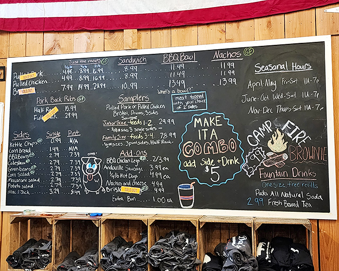 That chalkboard menu isn't just listing food&mdash;it's mapping out your journey to smoked meat nirvana.