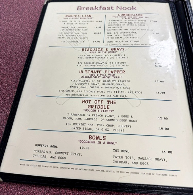 A menu that doesn't need fancy fonts or pretentious descriptions&mdash;just honest breakfast classics that have stood the test of time and countless hungry mornings.