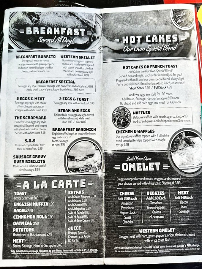 A menu that reads like comfort food poetry - every item promising satisfaction without breaking the bank or your diet.