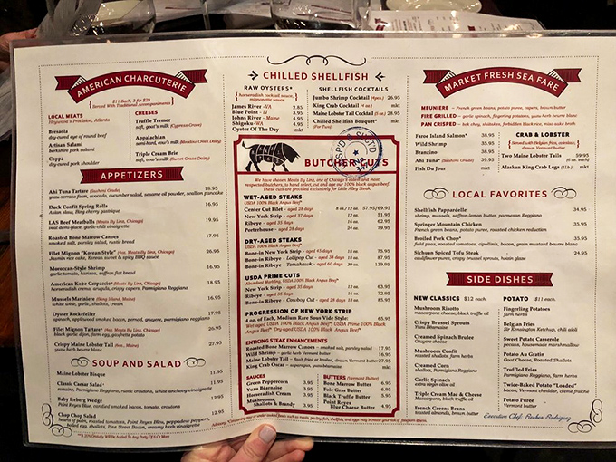 A menu that makes meat lovers weak at the knees. From dry-aged steaks to seafood towers, this isn't just dinner&mdash;it's a celebration.