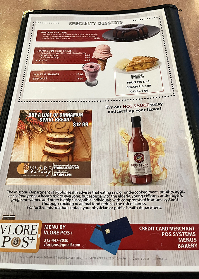 A dessert menu that doesn't need fancy French names to tempt you. That molten lava cake is calling your name louder than your doctor ever could.