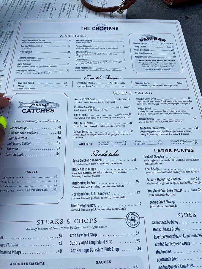 A menu that reads like a love letter to the Chesapeake Bay. Decisions this difficult should come with a therapist on standby!