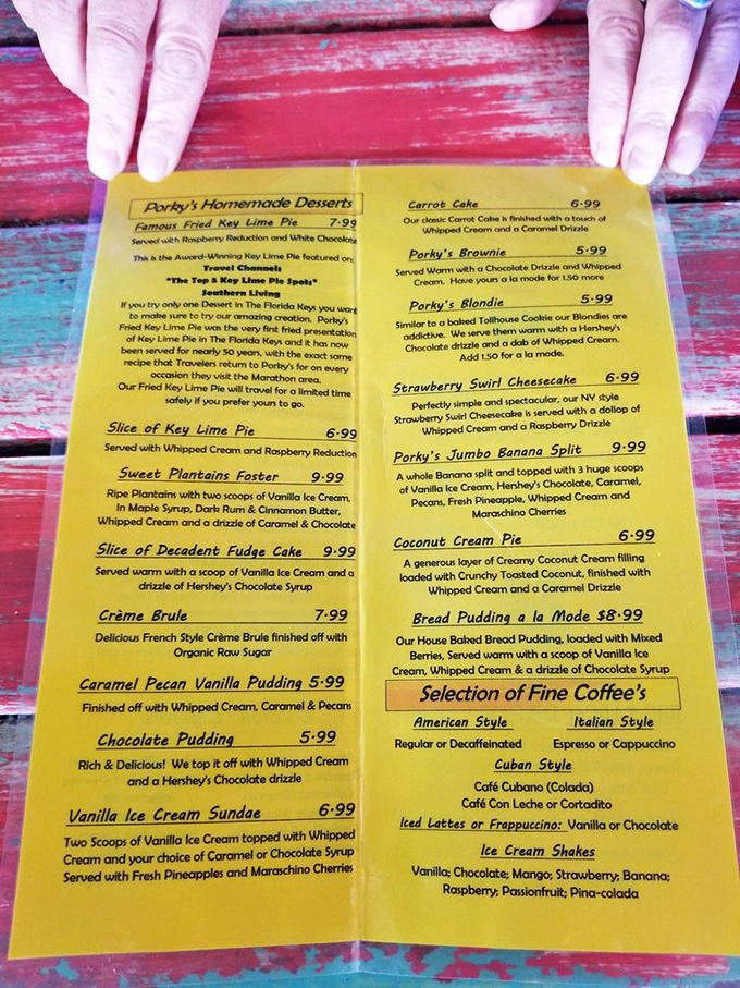 Dessert heaven awaits! From award-winning Key Lime Pie to Sweet Plantains Foster, Porky's menu promises the kind of indulgence that makes diets go on vacation too.