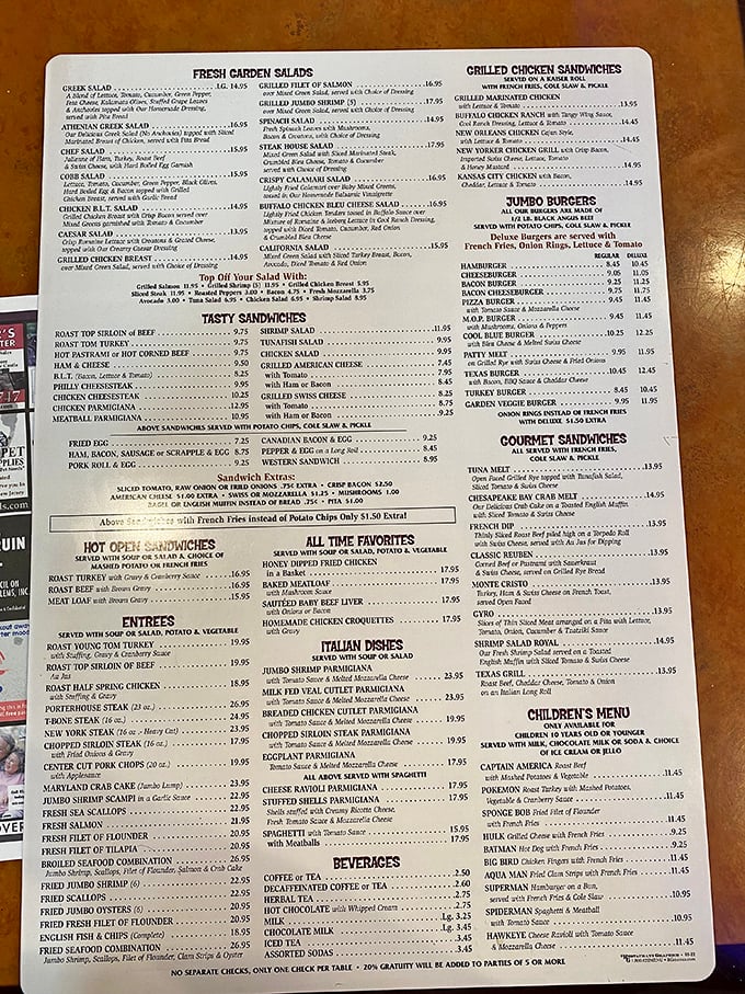 The menu at Brandywine isn't just reading material—it's a novel of possibilities. Each laminated page holds the potential for your next food memory.