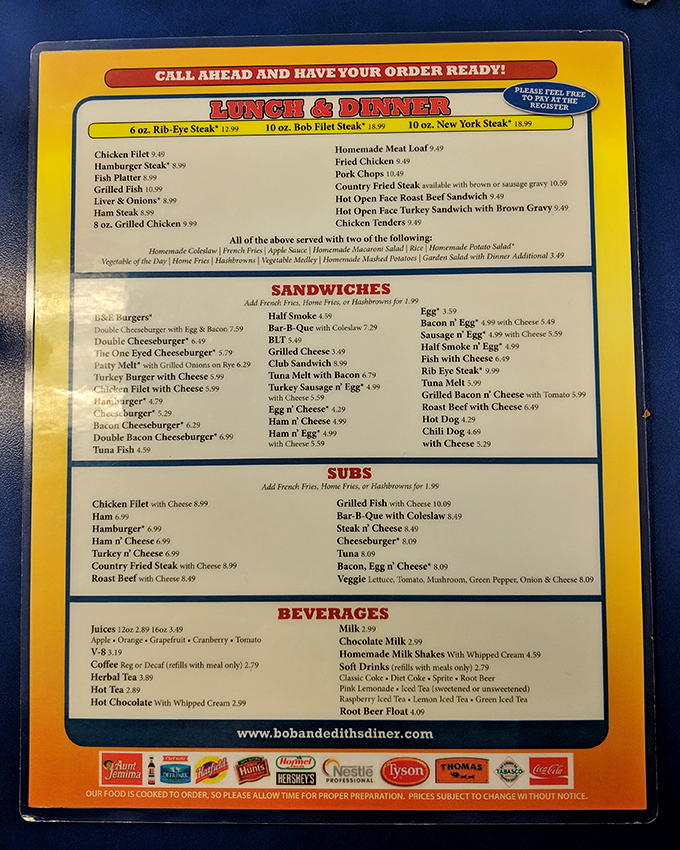 A menu that doesn't need a translator or a culinary degree to understand. Just straightforward comfort food that's stood the test of time.