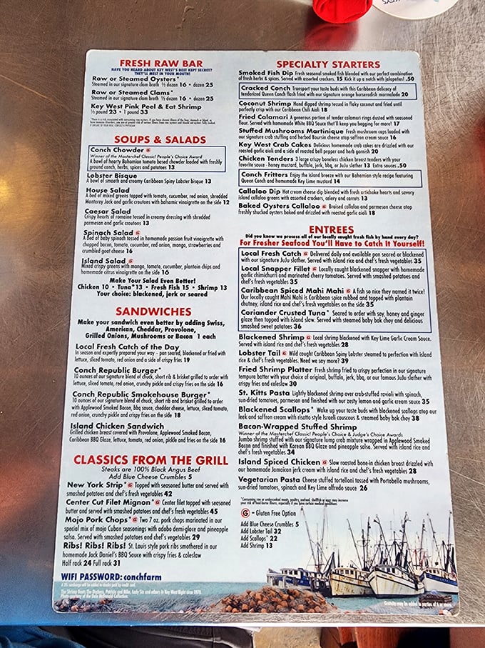 This menu reads like a love letter to the sea, promising fresh catches and local favorites.