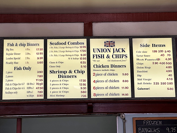 A menu board that gets straight to the point&mdash;no novel-length options here, just British classics done right.