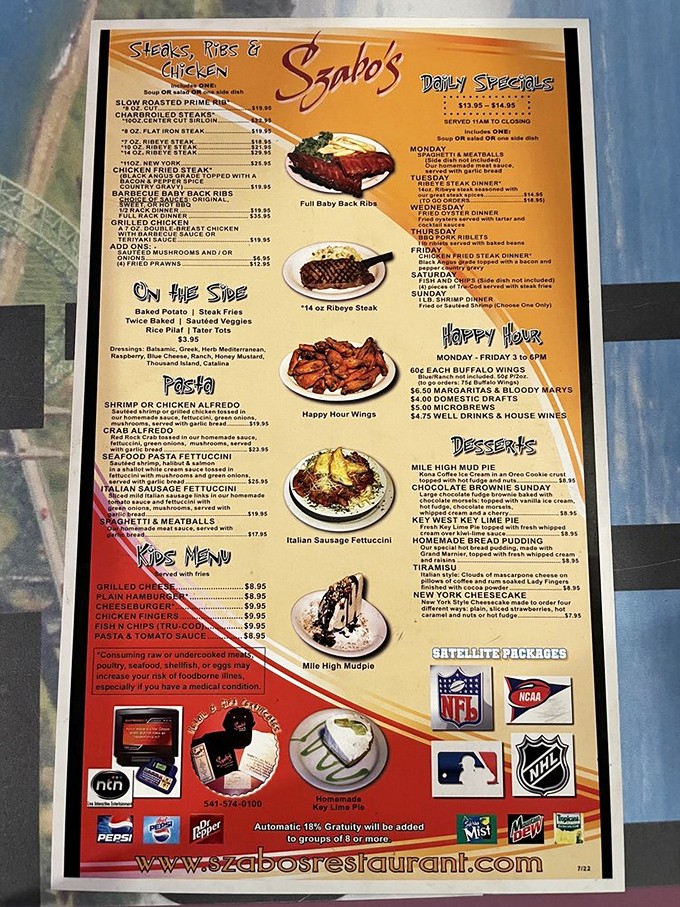 A menu that doesn't mess around&mdash;straightforward steaks, seafood, and comfort classics that'll make your stomach growl just reading it.