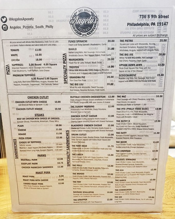 A menu that reads like a love letter to Italian-American cuisine, with specialty sandwiches named after Philly neighborhoods and personalities.