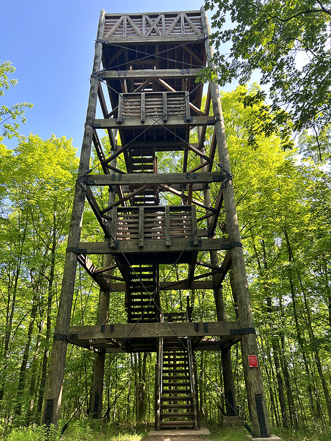 "Stairway to Heaven" played in my head with each step up this observation tower. The quad burn is worth the panoramic payoff.