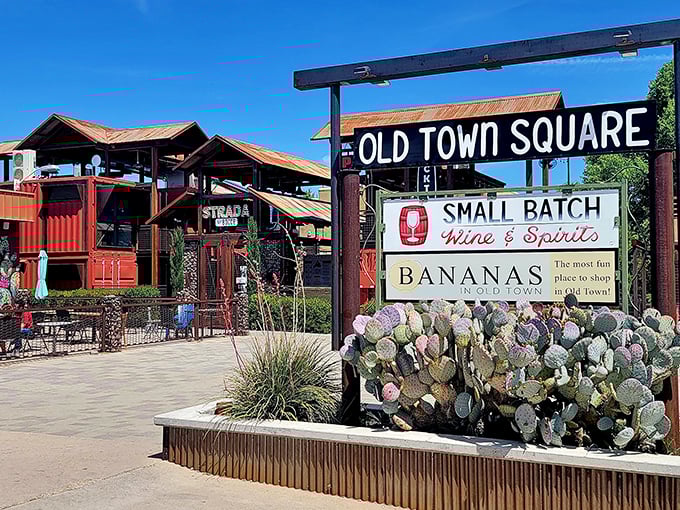 Old Town Square brings together wine, spirits, and "the most fun place to shop" – essentially an adult playground disguised as a shopping district.