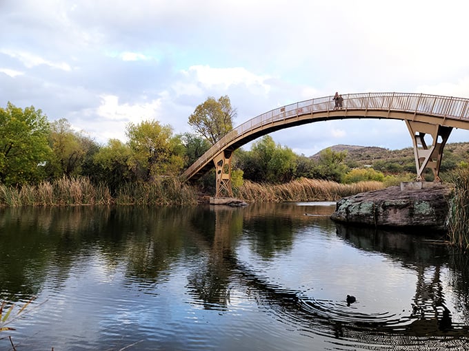 Not all bridges lead to nowhere. This elegant arch connects trails while offering the perfect spot for contemplative moments and enviable vacation photos.