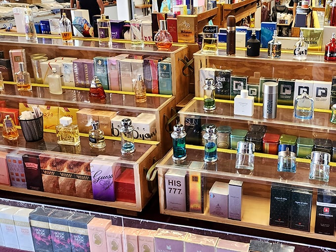 Scent heaven awaits the savvy shopper. Designer fragrance "inspirations" line these shelves like an olfactory library of possibilities. 
