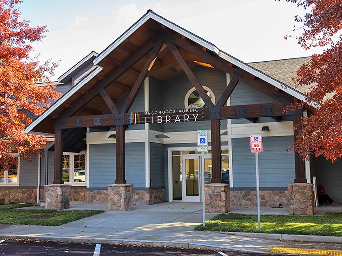 A library that makes bookworms consider permanent relocation. Those timber beams aren't just architectural showboating; they're a promise of cozy reading afternoons.