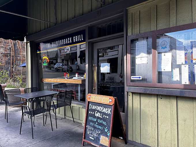 The Diamondback Grill offers that perfect small-town dining experience &ndash; where the menu board might change, but the warm welcome never does.