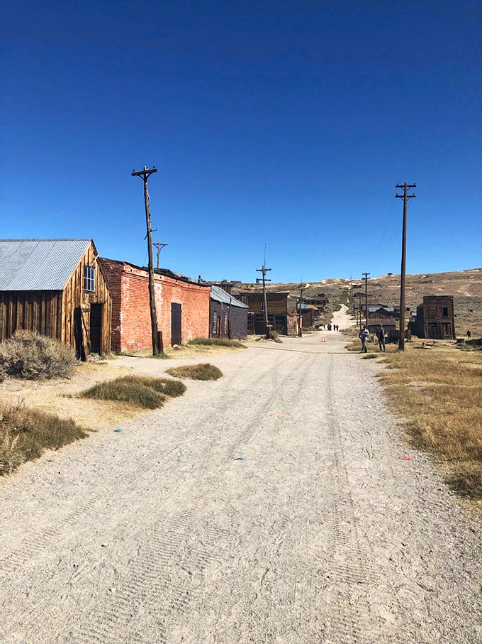 Main Street Bodie style: where tumbleweeds have right-of-way and every building whispers tales of boom and bust.