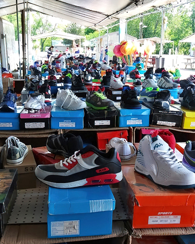 Sneaker seekers, rejoice! Every style, size, and color imaginable lines these tables&mdash;proof that someone else's "too tight" becomes your perfect fit.