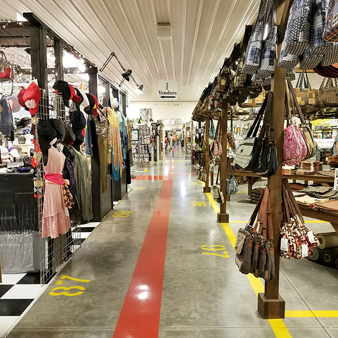 Follow the red-lined path to retail nirvana. This marketplace aisle system is more organized than my entire life.