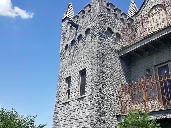 Those aren't CGI effects&mdash;that's genuine stonework reaching skyward, where medieval architecture meets Midwestern skies in an unlikely but magical union.