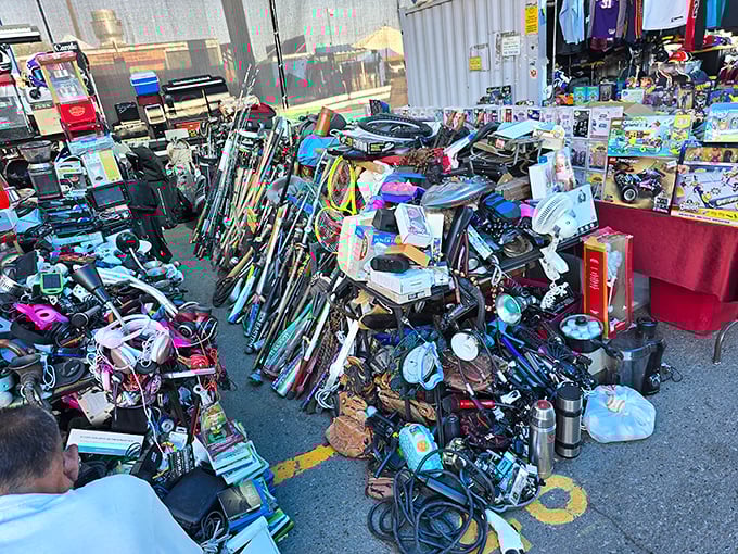 One person's "pile of stuff" is another's "collection of possibilities." This vendor's organized chaos contains tomorrow's conversation pieces and yesterday's nostalgia.