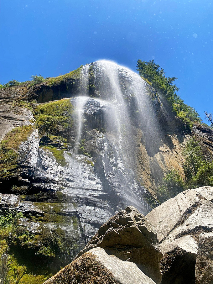 From this angle, the waterfall looks like it's performing just for you &ndash; nature's private concert hall experience.