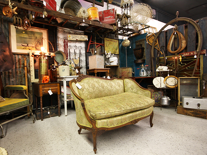 This elegant vintage settee isn't just furniture&mdash;it's a conversation piece with stories to tell. Imagine the dinner parties it's witnessed!