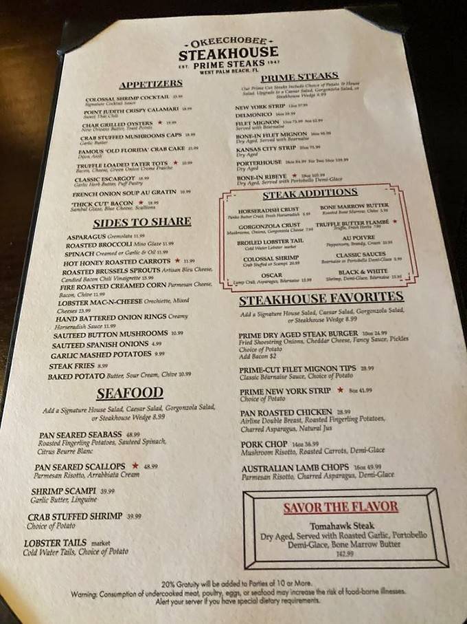 A menu that reads like a carnivore's love letter &ndash; no fancy fonts needed when the food speaks volumes.