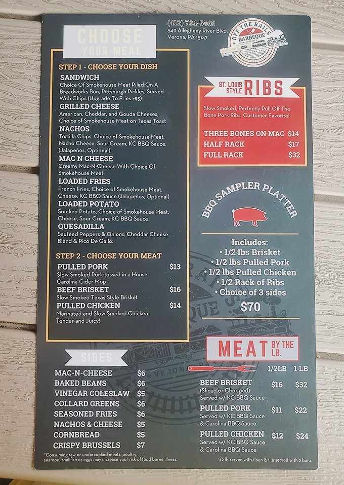 Decision paralysis never looked so delicious &ndash; this menu board reads like a love letter to smoked meat enthusiasts.