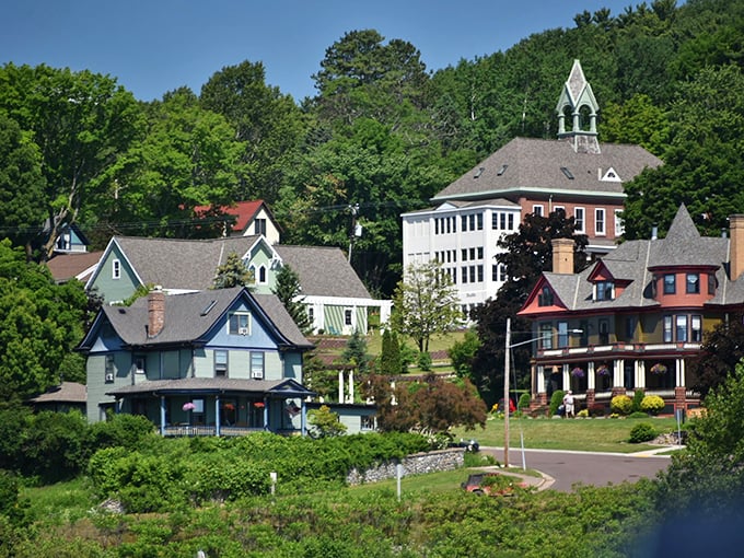 Bayfield's colorful Victorian homes cascade down to Lake Superior like a painter's palette spilled across the hillside.