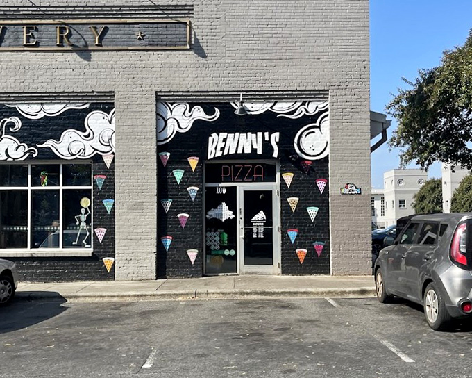 Benny Pennello's colorful exterior is as bold as their pizza philosophy: go big or go home!