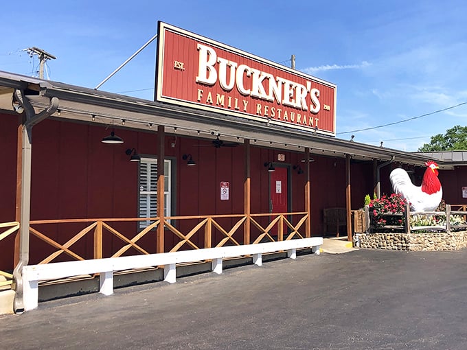 That giant rooster isn't just decoration &ndash; he's the bouncer making sure only serious comfort food lovers enter.