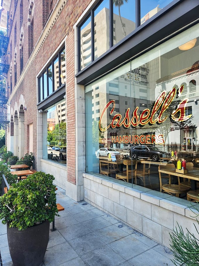 Cassell's storefront whispers of burger sophistication &ndash; a temple of beef where downtown LA's concrete jungle meets gourmet simplicity.