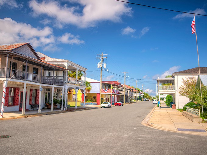 Cedar Key's colorful buildings welcome visitors to this laid-back island where time seems to stand still.