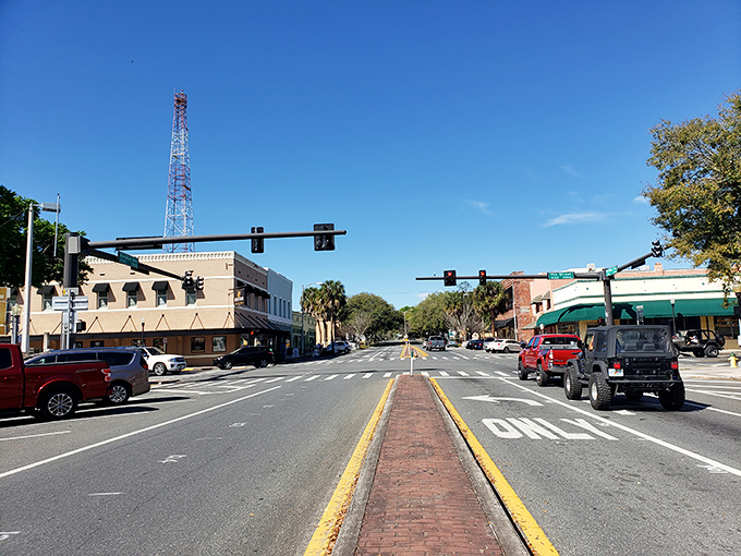 Dade City's main street stretches like a Norman Rockwell painting come to life in Florida sunshine.