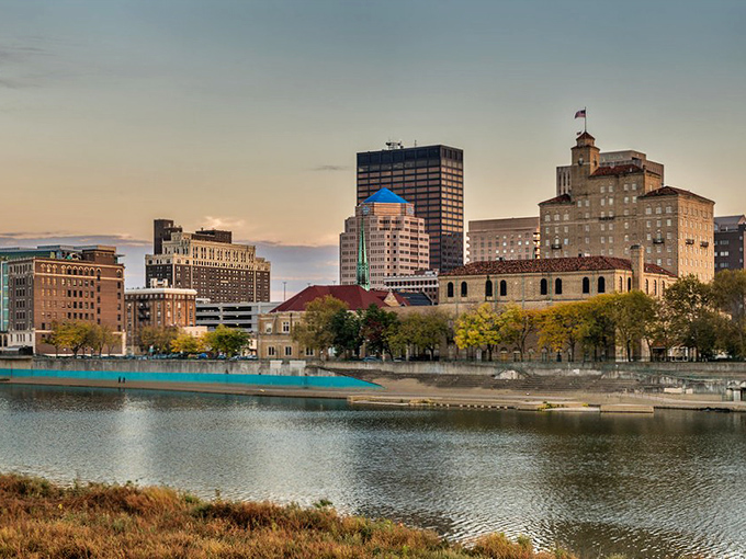 Dayton's skyline whispers sweet savings while the riverfront promises peaceful retirement strolls without premium prices.