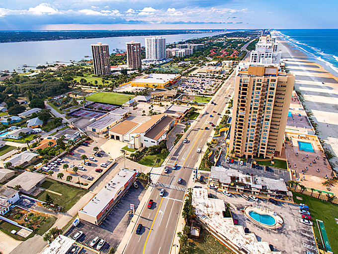 Daytona Beach's iconic pier stretches into the Atlantic, where surf meets sand in perfect harmony.